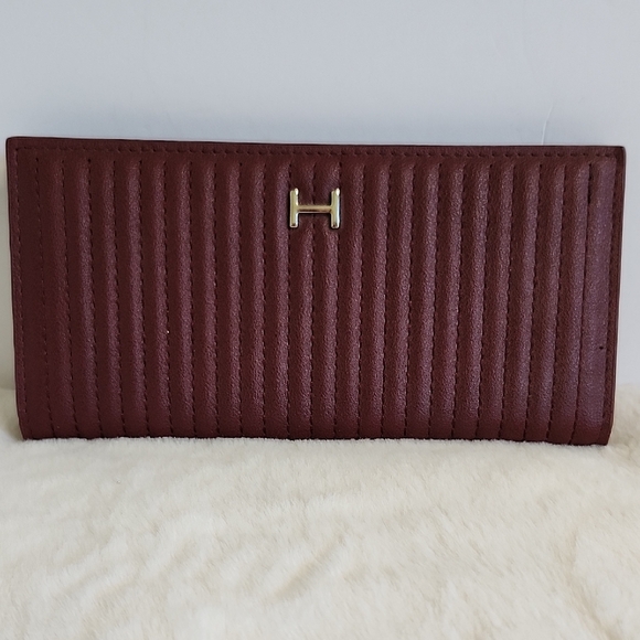 H by Halston | Bags | New Halston Quilted Burgundy Wallet With ...